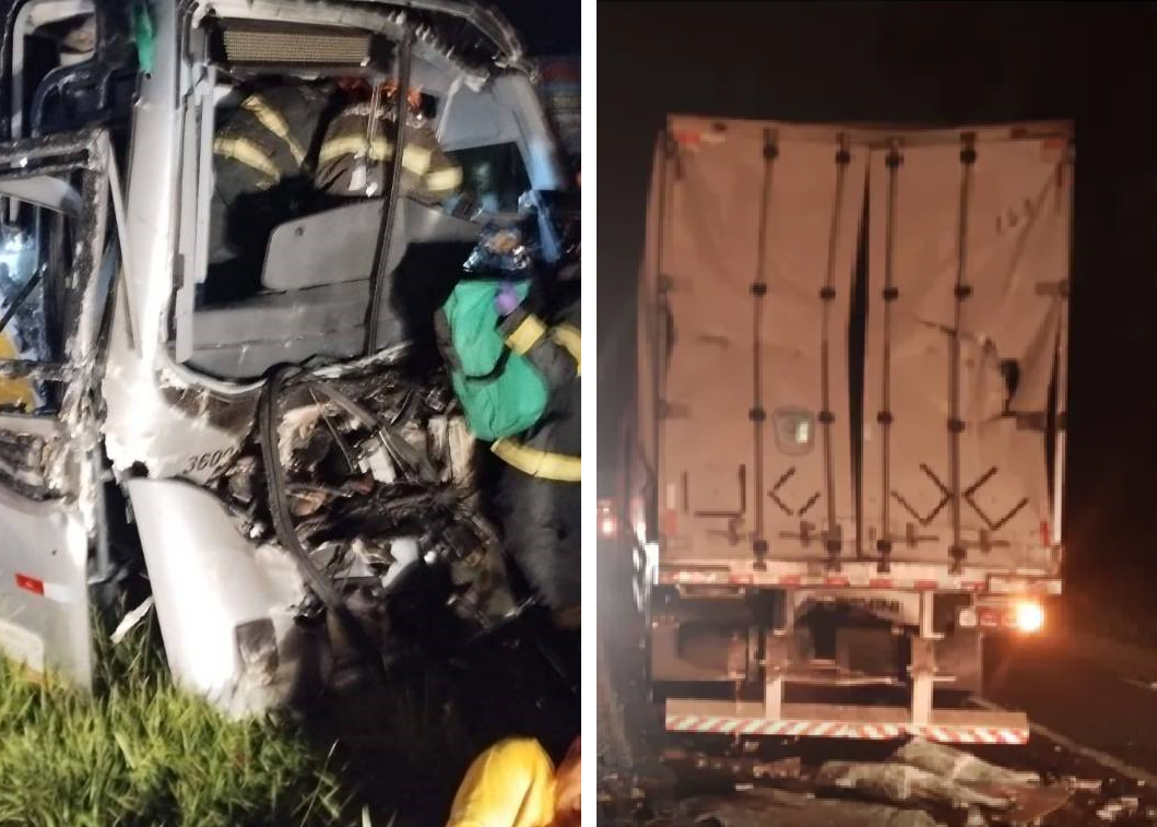 Colisão entre carreta e ônibus com trabalhadores do Mercado Livre deixa 23 feridos